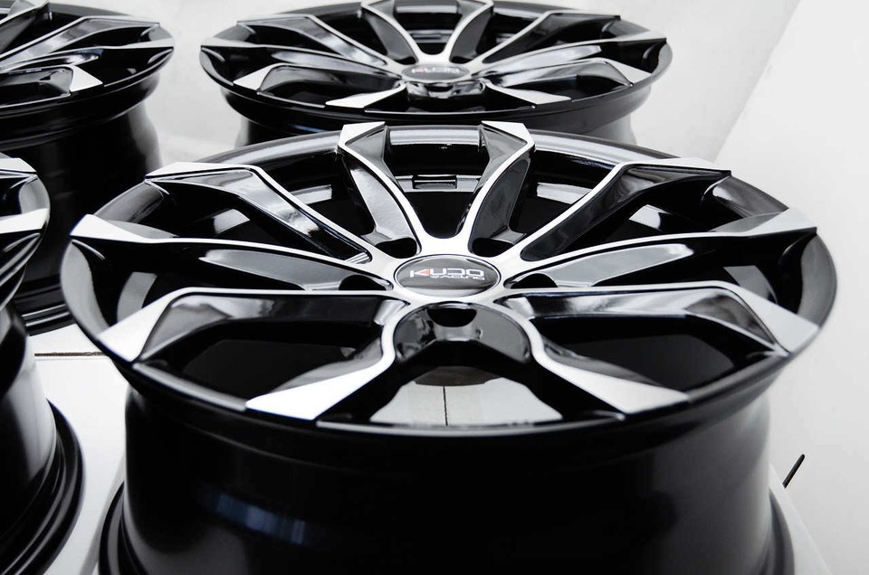 Kudo Racing Intimidate 17x7.5 5x114.3 +38mm Black w/Polish Face Wheels ...