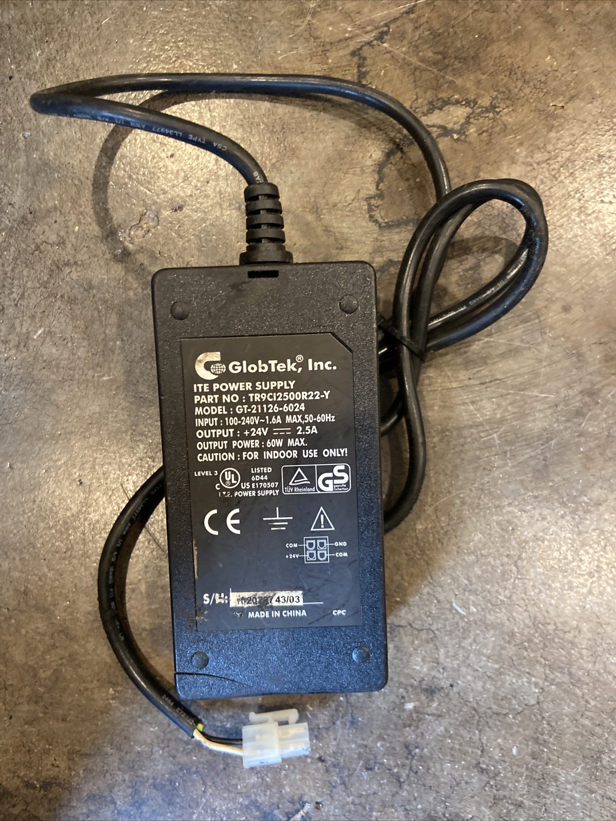 Globtex /Nanoptix ITE Power Supply Model-GT-21126-6024 Output-24V-2.5A ...