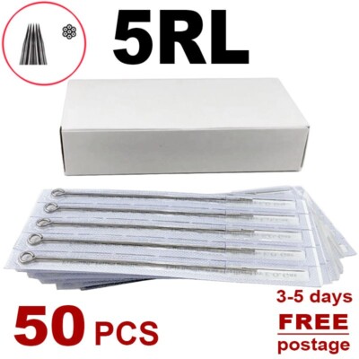 5RL Tattoo Needles 50pcs 1005RL 5RLLT Round Liner Lining Needle Pins ...