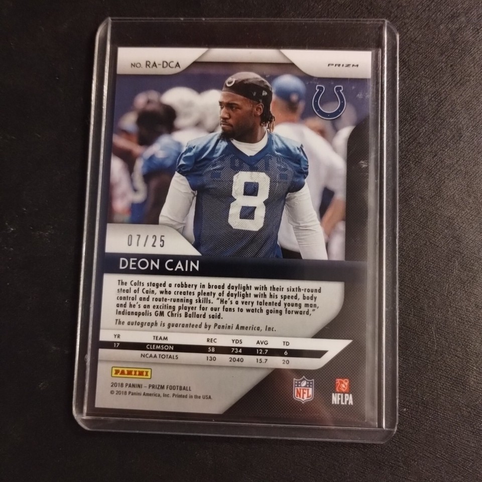 #7/25 Deon Cain Rookie Digi Camo Auto 2017 Panini Prizm Autograph ...