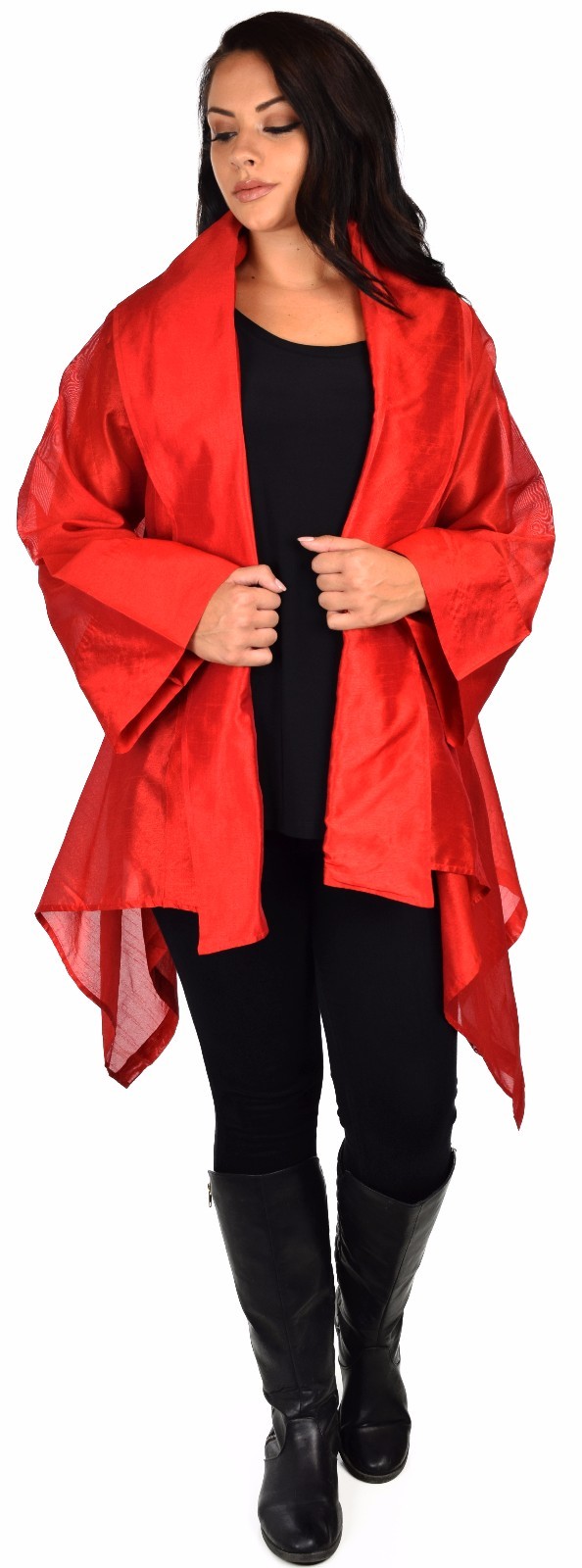 Women Plus Size Poly Silk Designer Cover Up Duster Jacket, Sizes 1X-6X ...