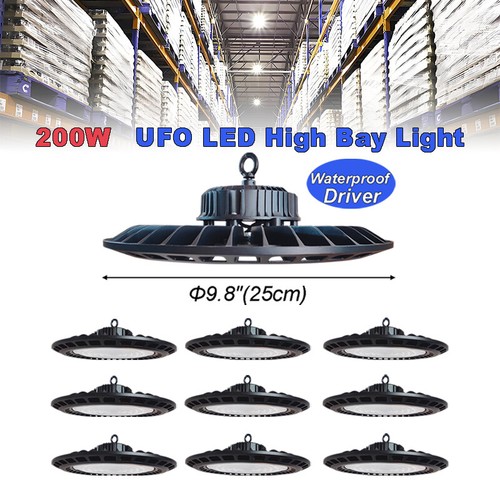 Small UFO Lights 200W 20000Lm Bright Garage Gymnasiums Stadium Ceiling ...
