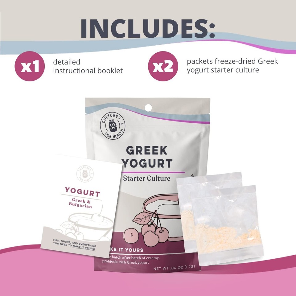 Heirloom Greek Yogurt Starter Culture | 2 Packets for Endless Probiotic ...
