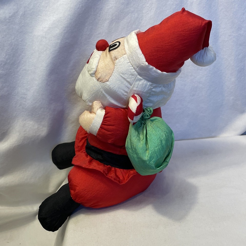 1993 Nylon Puffy Christmas Santa Stuffed Toy International Silver, Co ...