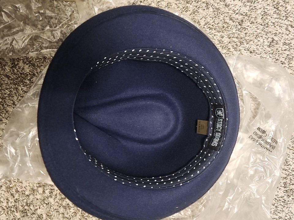 NEW Stacy Adams Front Fedora Hat Wool Large Navy | eBay