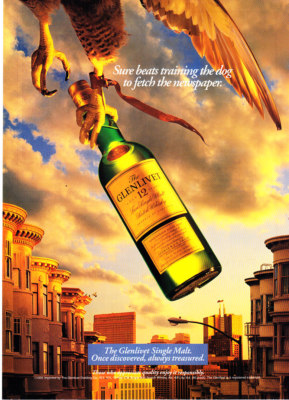 1998 Large Bird Flying with Glenlivet Whisky Bottle photo "Always ...