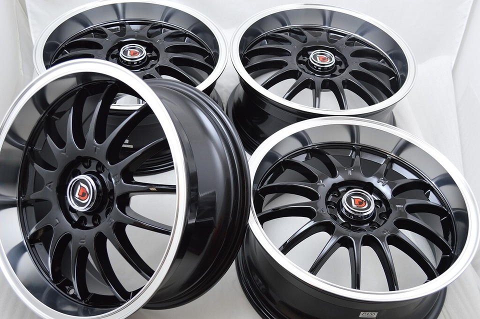 4 New DDR RT10 17x7.5 5x100/114.3 38mm Black Machined Lip 17" Wheels ...