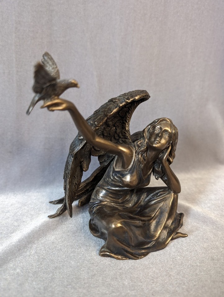 Winged Angel with Dove Bronzed Statue Studio Collection Veronese ...