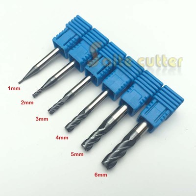 6pc 4F HRC45 Tungsten Carbide End Mill Aluminum Steel CNC Milling ...