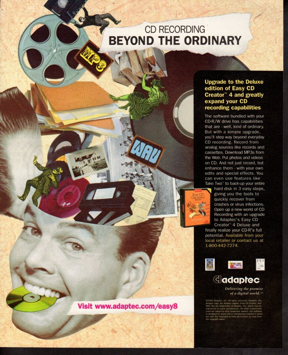 Vintage print ad advertisement music Easy CD Creator 4 adaptec cool art ...