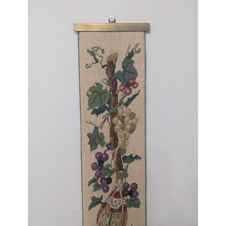 VTG Needlepoint Tapestry Brass Bell Pull with Satin Backing | eBay