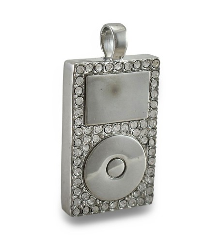 Zeckos Chrome Rhinestone Encrusted MP3 Player Pendant | eBay