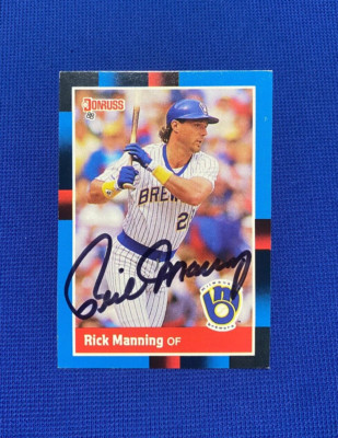 1988 DONRUSS RICK MANNING MILWAUKEE BREWERS SIGNED AUTOGRAPHED CARD ...