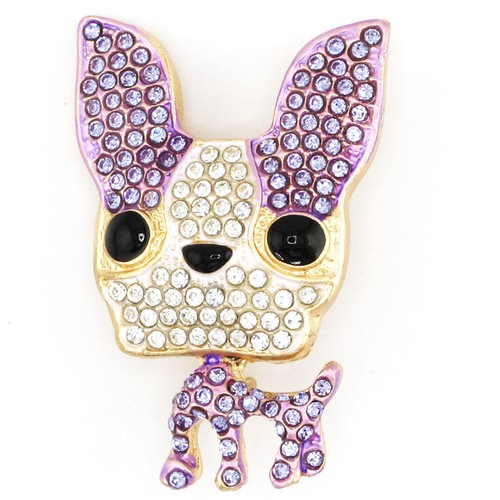Hot Purple Cute Puppy Animal Bling Crystal Fashion Women Charm Brooch ...