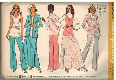5357 Vintage Simplicity Sewing Pattern Misses Top Cardigan Jacket Skirt ...
