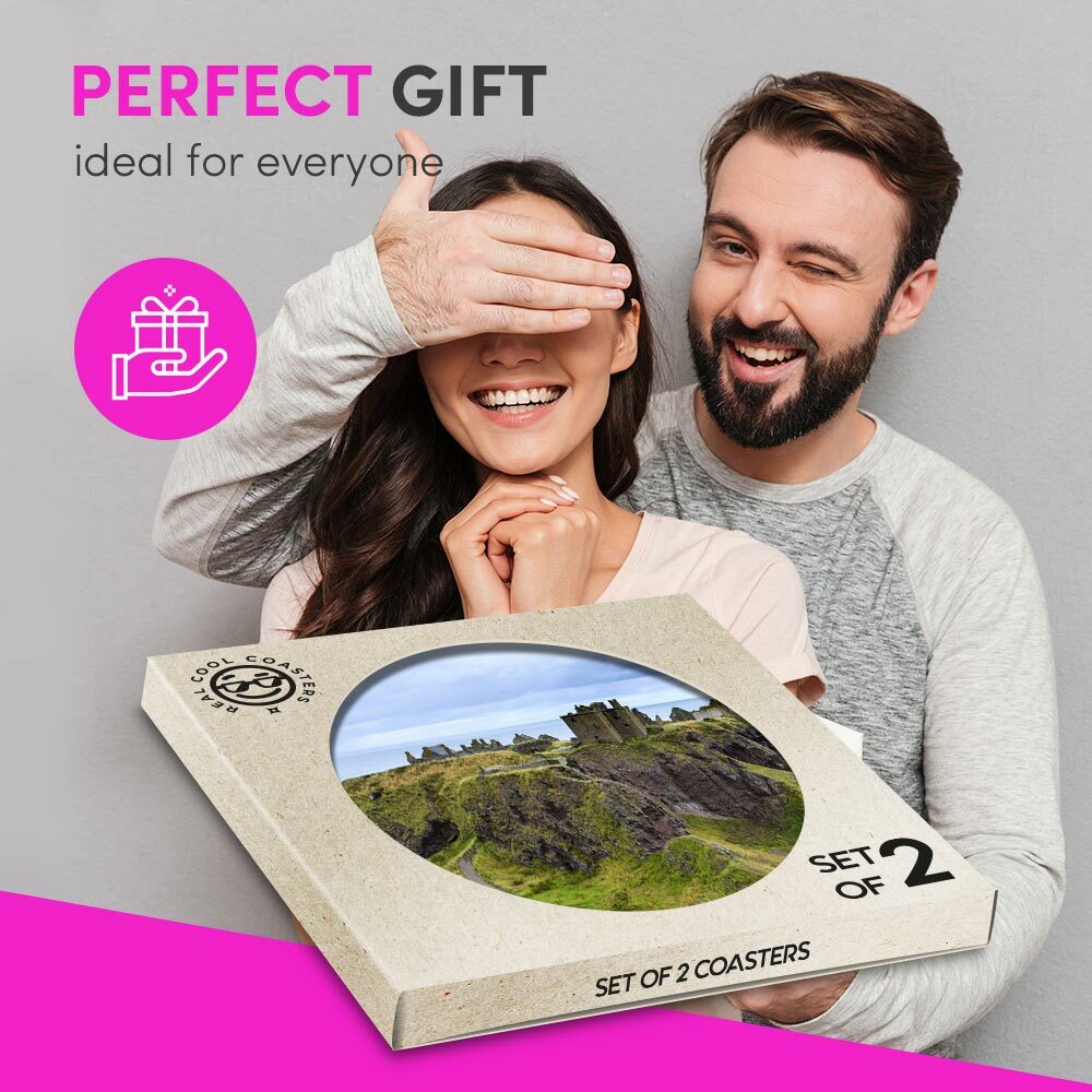 2 x Boxed Square Coasters - Dunnottar Castle Scotland UK #3251 | eBay
