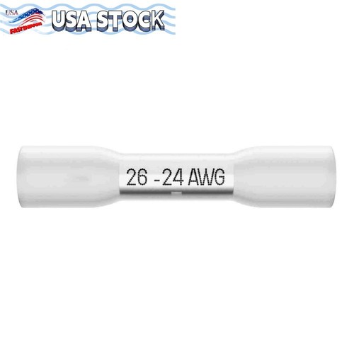 26-24AWG White Wire Butt Splice Connectors Heat Shrink Waterproof ...