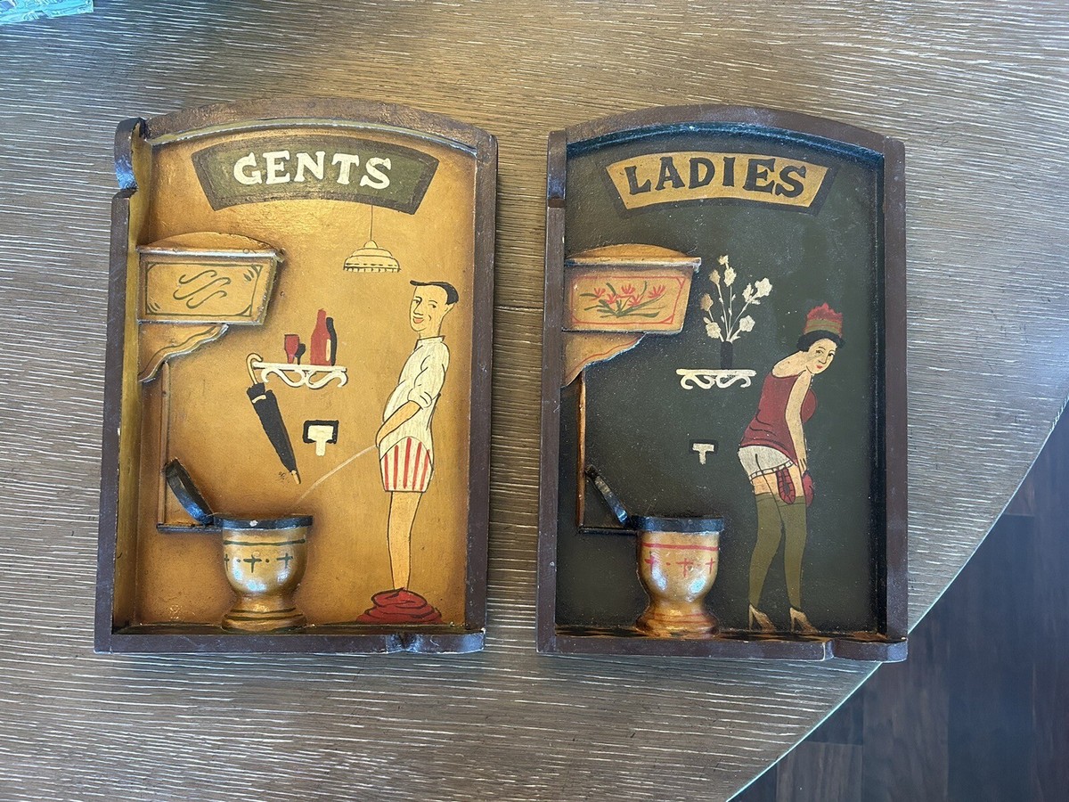 Vintage His And Hers Bathroom Signs