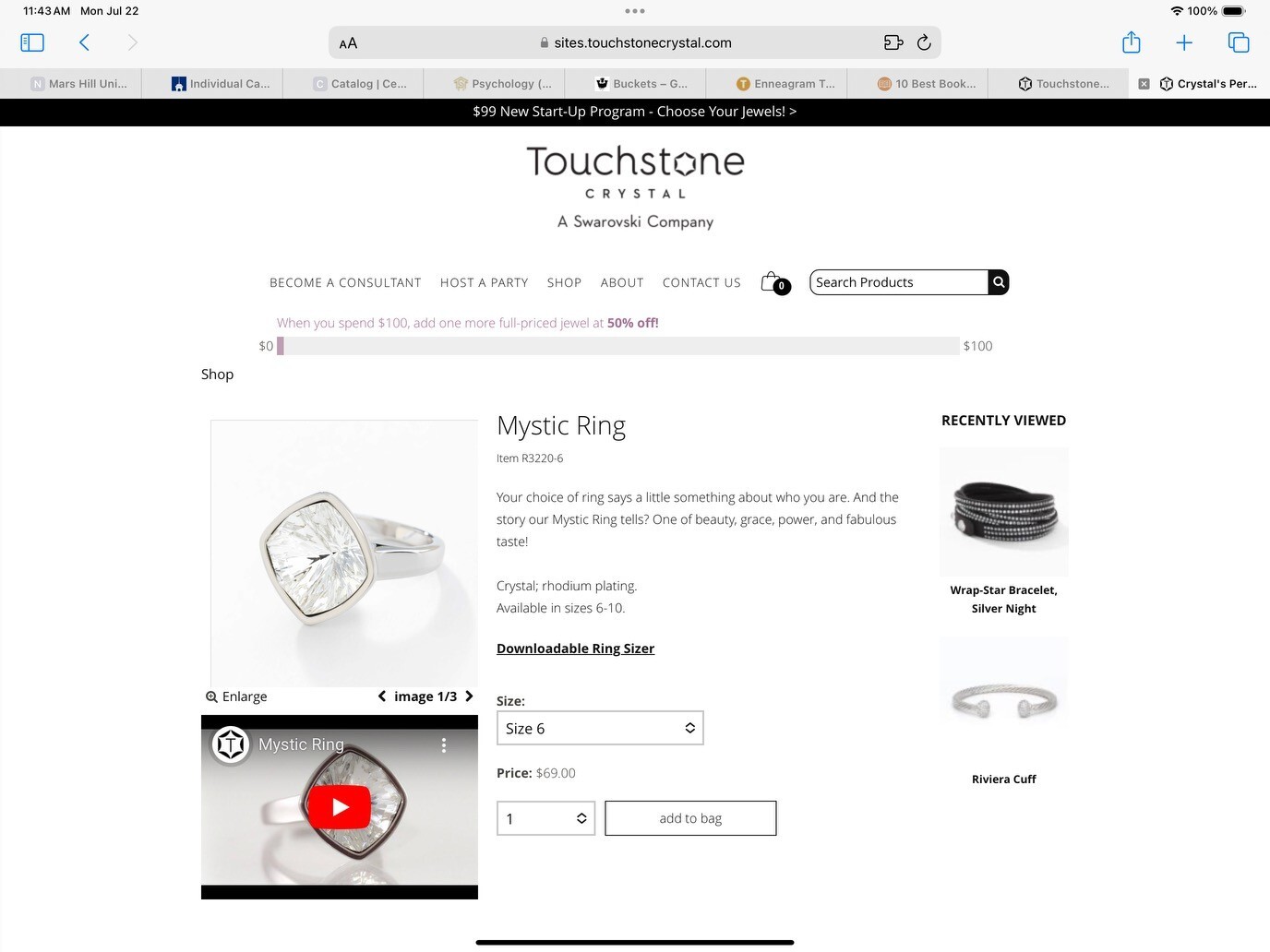 touchstone crystal ring Mystic Ring - Gem
