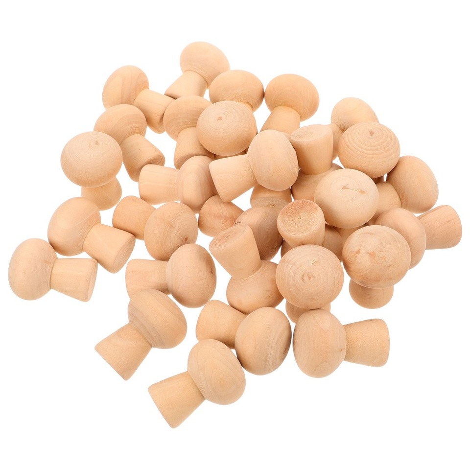 30pcs Unfinished Mushroom Peg Dolls: Craft Shapes For Kids Painting ...