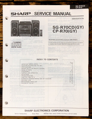 Sharp SG-R70CD CP-R70 Stereo Service Manual *Original* | eBay