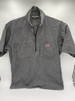 Ben Davis Work Shirt Men's Medium Workwear Quarter Zip Hickory Striped ...