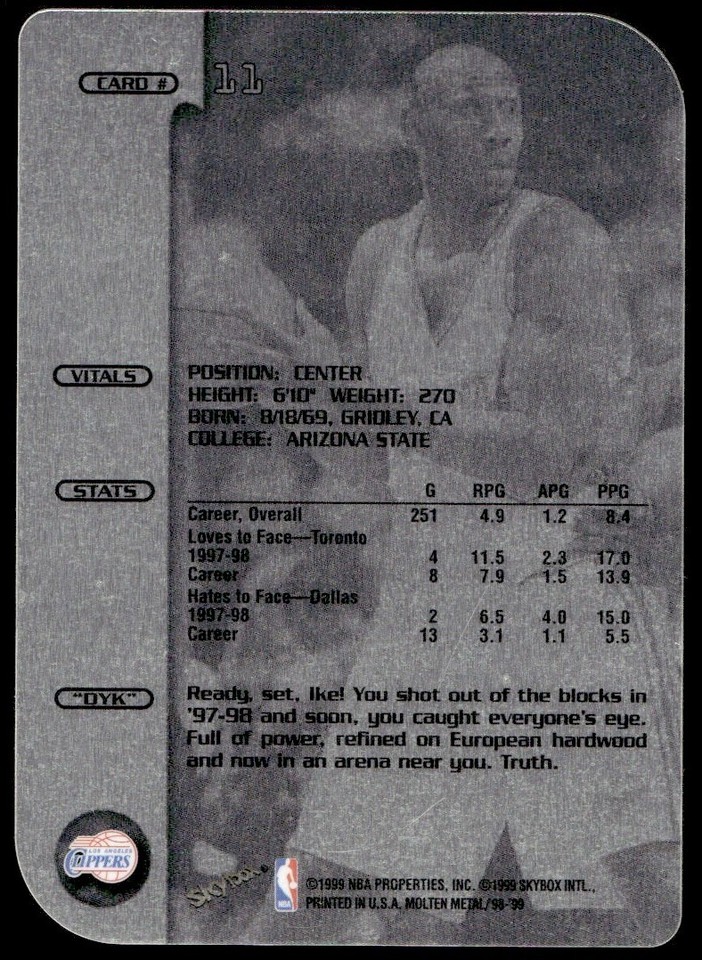 1998-99 SkyBox Molten Metal Isaac Austin G7 Los Angeles Clippers #11 | eBay