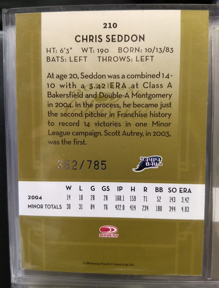 2005 Donruss Classics Chris Seddon autographed RC #'d to 785 | eBay