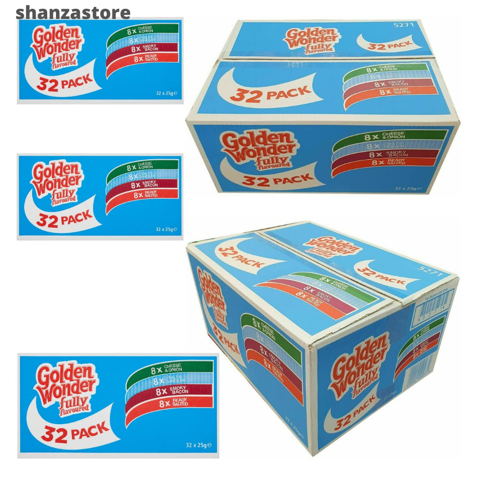 Golden Wonder Variety Mixed Box ( 32 x 25g Crisps) Fully Flavoured ...