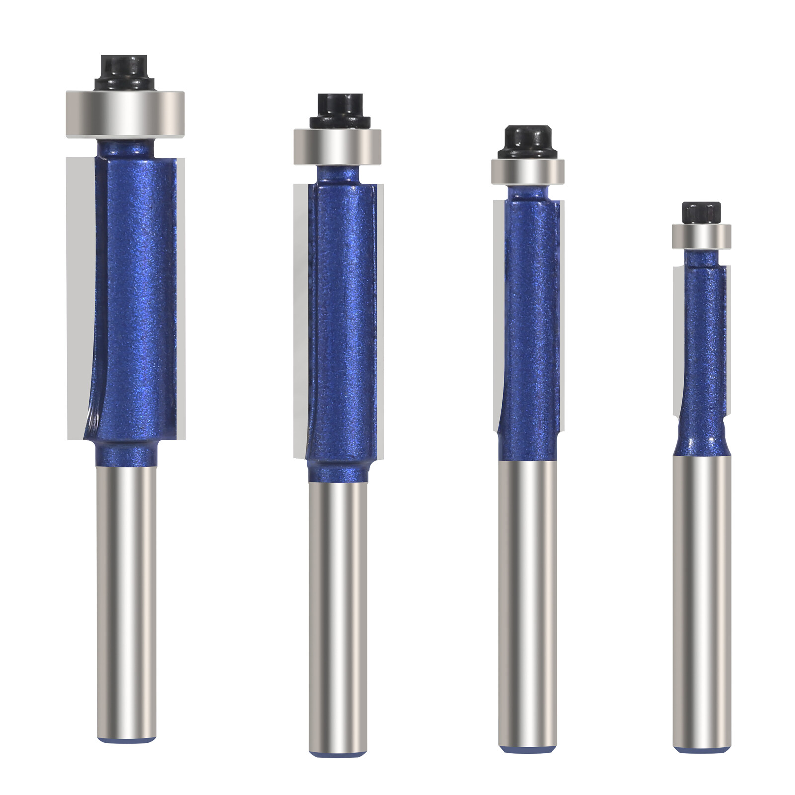 4PC 1/4" Shank Straight Flush Trim Router Bit Set Top Bearing ...