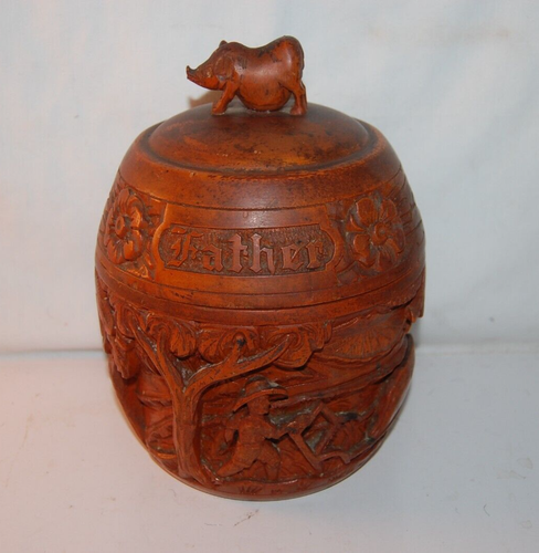 Vintage Heavily Carved Pig Humidor Philippines FATHER WW2 Era | eBay