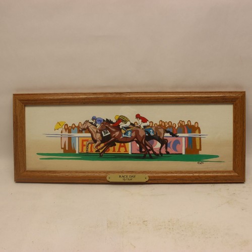 vtg Race Day by Chubb Beautiful Painting Wall Hanging Home Decor | eBay.de