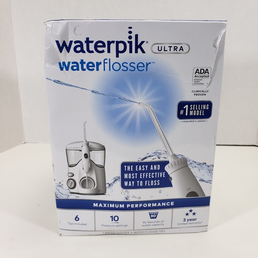Waterpik WP-100 Ultra Water Flosser ~ White ~ w/Attachments ~ Open ...