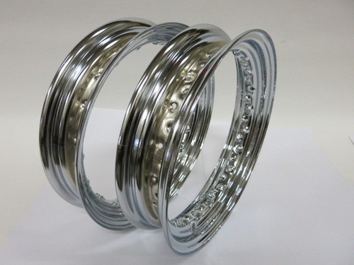 16"x3" CHROME DROP CENTER RIMS (2) 40-HOLE HARLEY XL BIGTWIN SHOVELHEAD ...