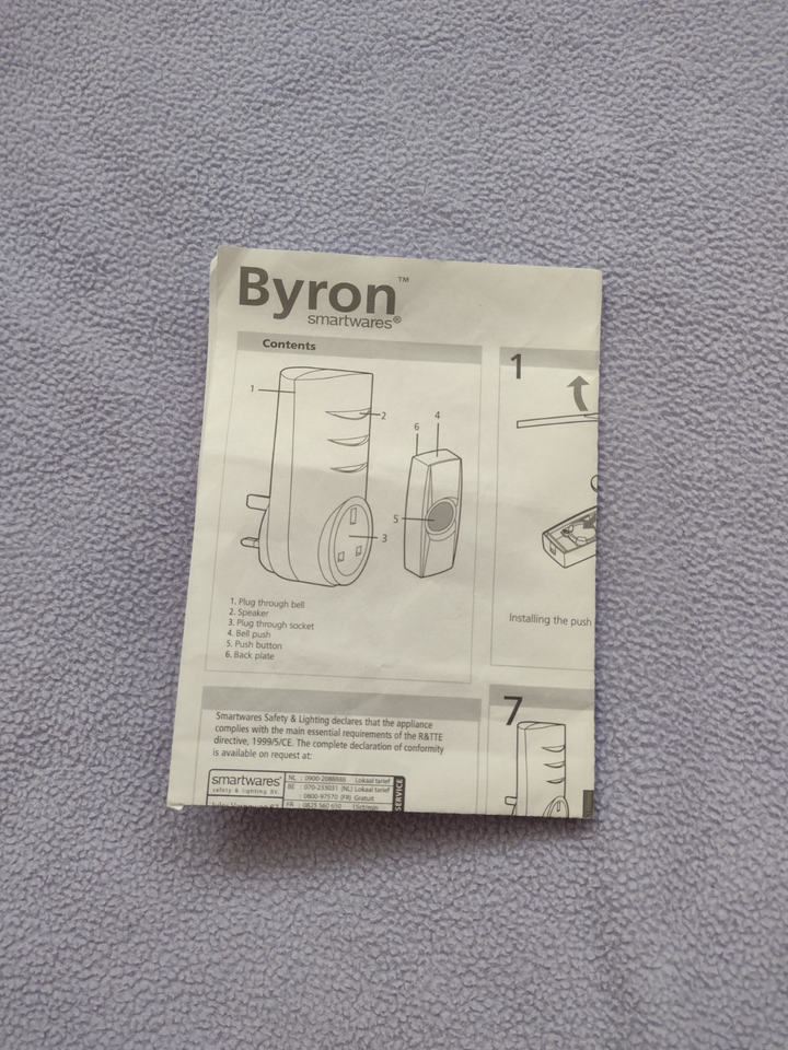 Wirefree Plug through door bell.BY521.Byron Smartwares.Good working order. | eBay UK