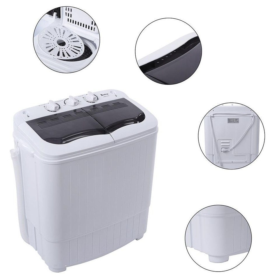 Twin Tubs Mini Compact Twin Tub Washing Machine 14.3lbs Washer Spinner ...
