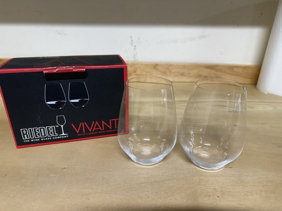Riedel Vivant Merlot Stemless Red Wine Glasses 22.7/8 oz Crystal set Of ...