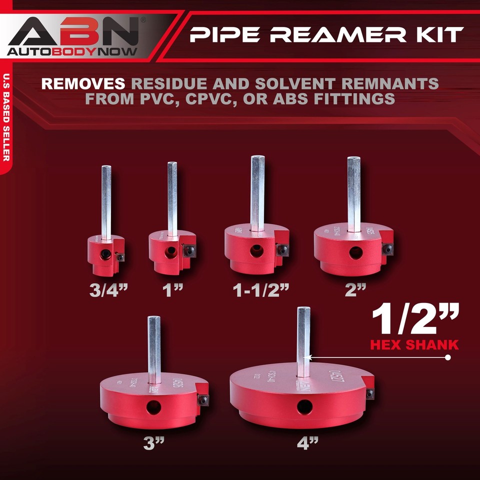 ABN 6pc Pipe Reamer Kit - PVC Pipe Reaming Tool Set for Plumbing ...