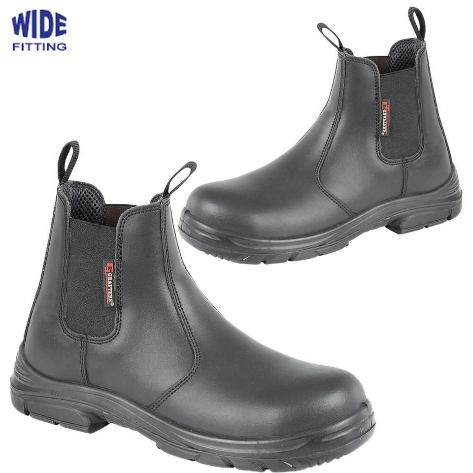 MENS GRAFTERS WIDE EEEE FIT DEALER STEEL TOE CAP CHELSEA SAFETY BOOTS ...