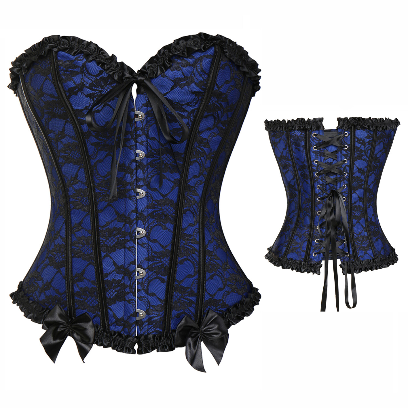 Women Lace up Corset Bustier Tops Overbust Basques Lingerie Waist ...