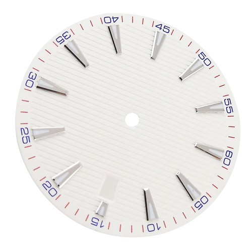 33.5mm White Watch Dial Face Plate Date @3 Replacement For NH35/NH35A ...