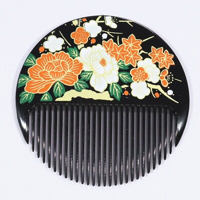 Japanese Beautiful Hair Comb Round in Black Color shipped from Kyoto ...