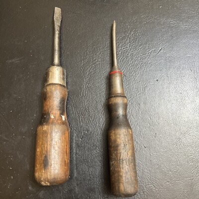 Vintage Stanley Flathead Wood Handle Screwdriver Andros Lot Nice! | eBay