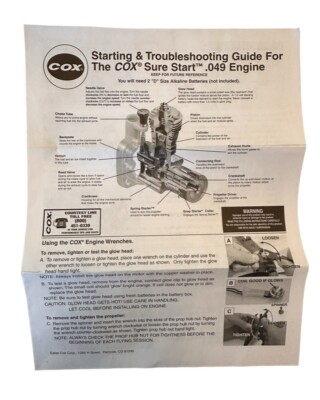 New Cox .049 Sure Start Airplane Engine Starting & Troubleshooting ...