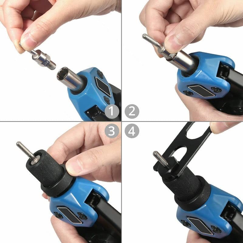 110CS Hand Held Rivet Rivnut Nut Gun Adapter Insert Tool Kit M3-M12 ...