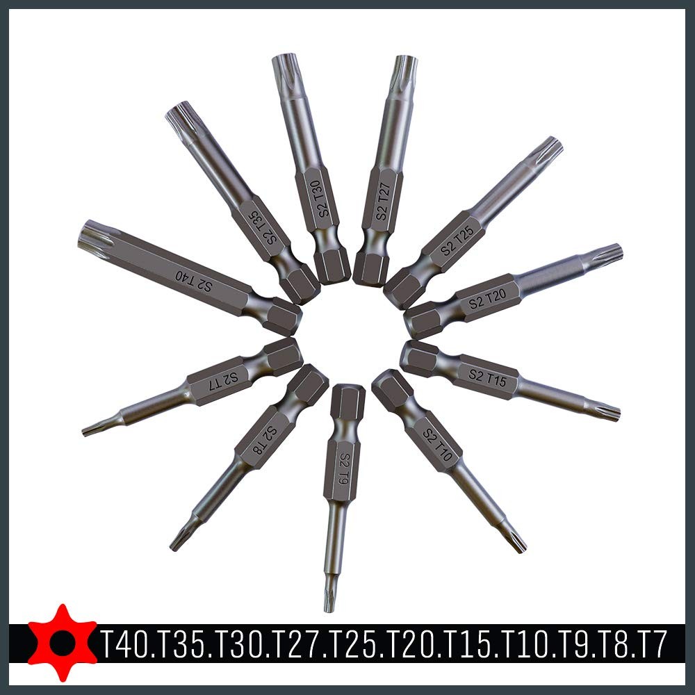 HORUSDY 11-Piece Tamper Resistant Star Bits, S2 Steel, T7 - T40 Silver ...