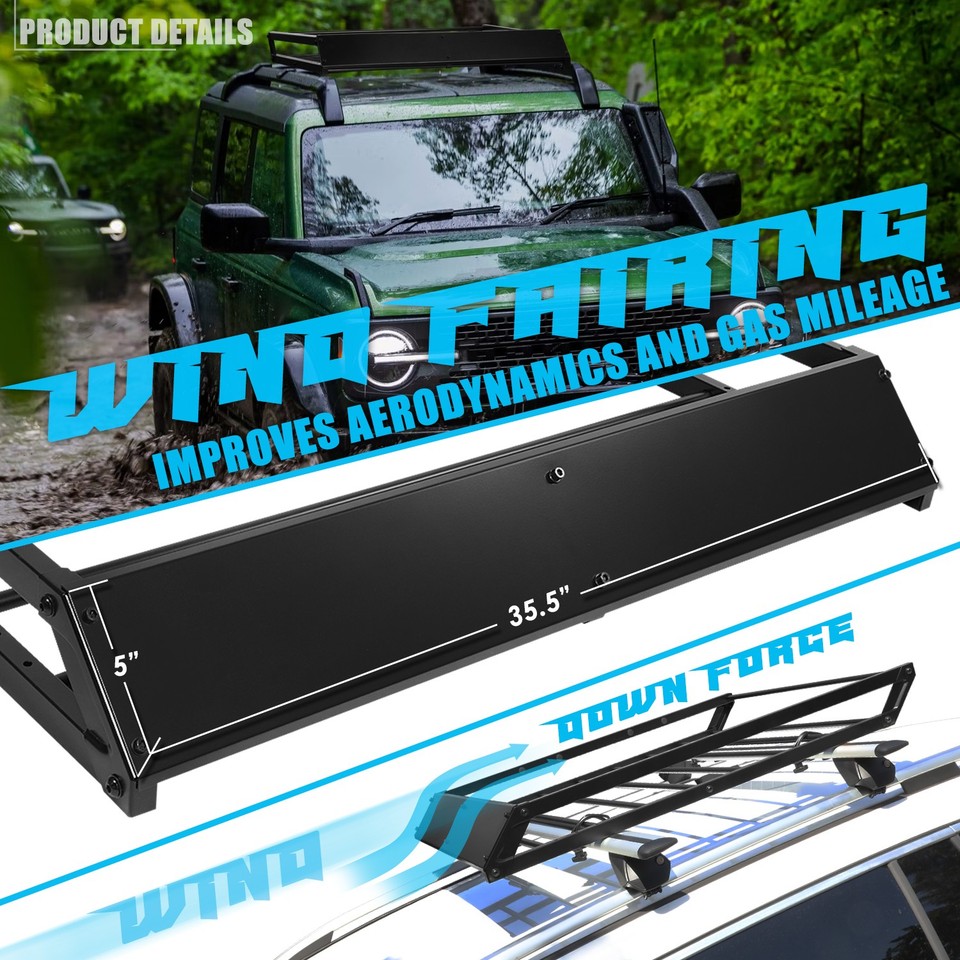 43" x 35.5" Steel Roof Rack Top Cargo Luggage Carrier Basket+Wind ...