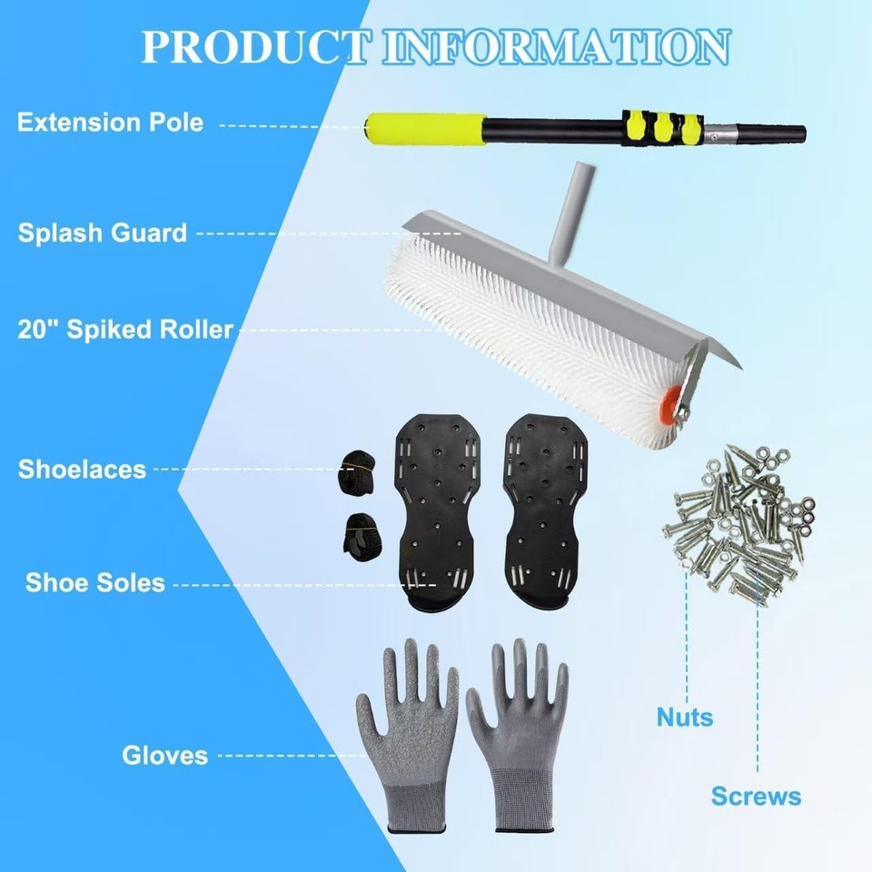 Self-Levelling Cement Tool Kit, Epoxy Floor kit, Spike Roller Large ...