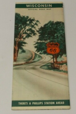 Vintage 1939 PHILLIPS 66 ROAD MAP of Wisconsin | eBay