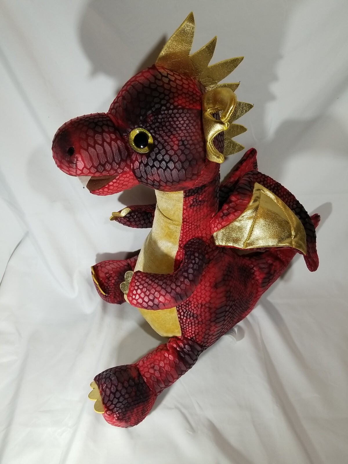 Hug Me Large Stuffed DRAGON 20" Roaring and Eyes Light Up Red and Gold ...